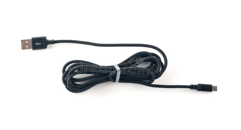 USB Cable and Mini Close Up on White Stock Image - Image of data ...