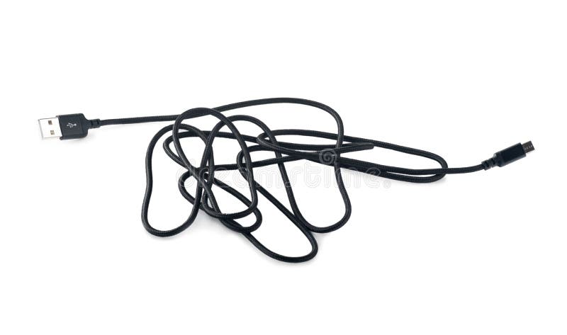 USB Cable and Mini Close Up on White Stock Image - Image of port ...