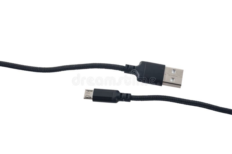 USB Cable and Mini Close Up on White Stock Photo - Image of isolated ...