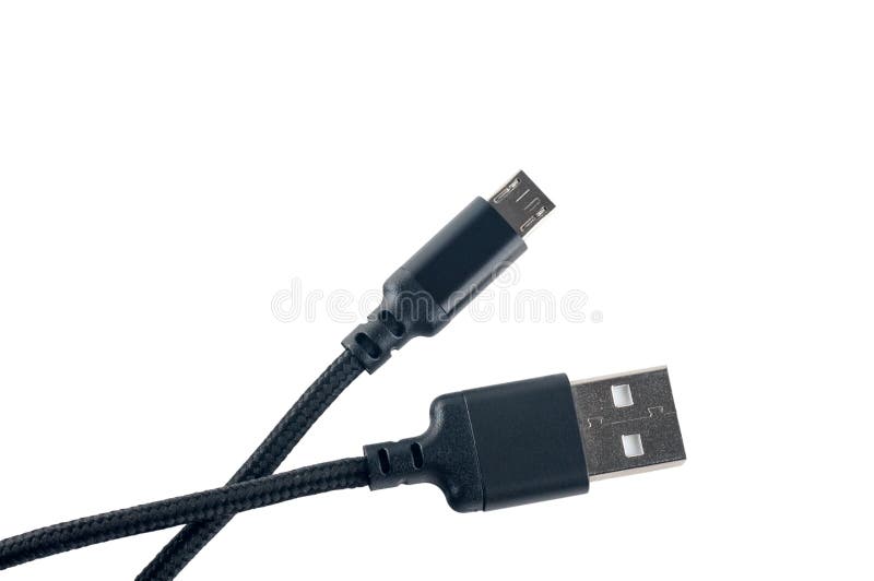 USB Cable and Mini Close Up on White Stock Photo - Image of black ...
