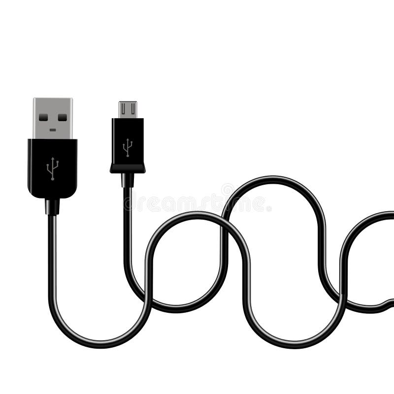 USB Cable And Mini . USB Cord, Vector Illustration Stock Illustration ...