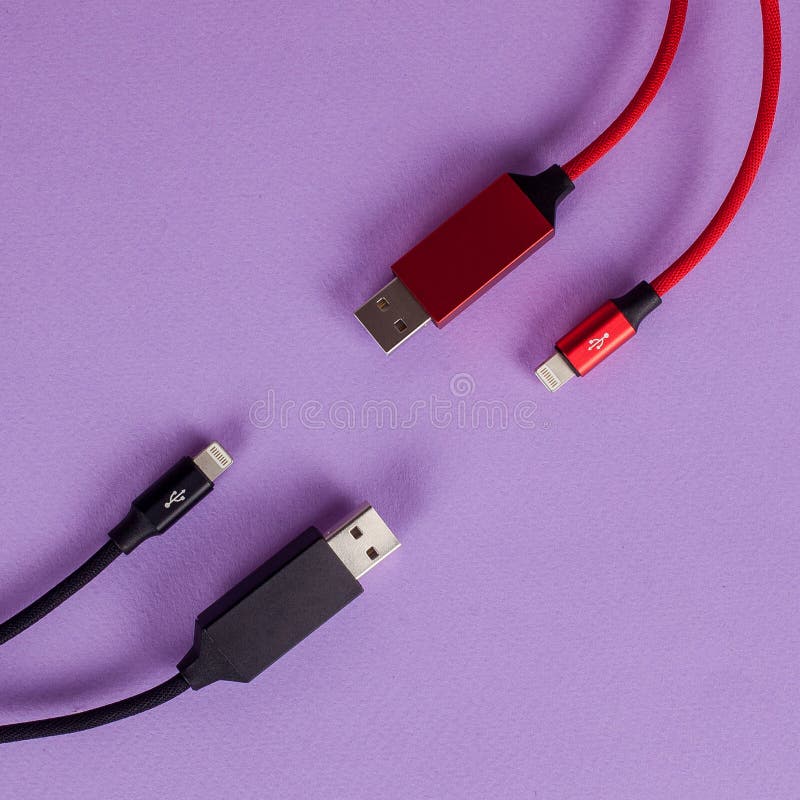 USB Cable for Mobile Phone on Colorful Paper Background Stock Photo ...
