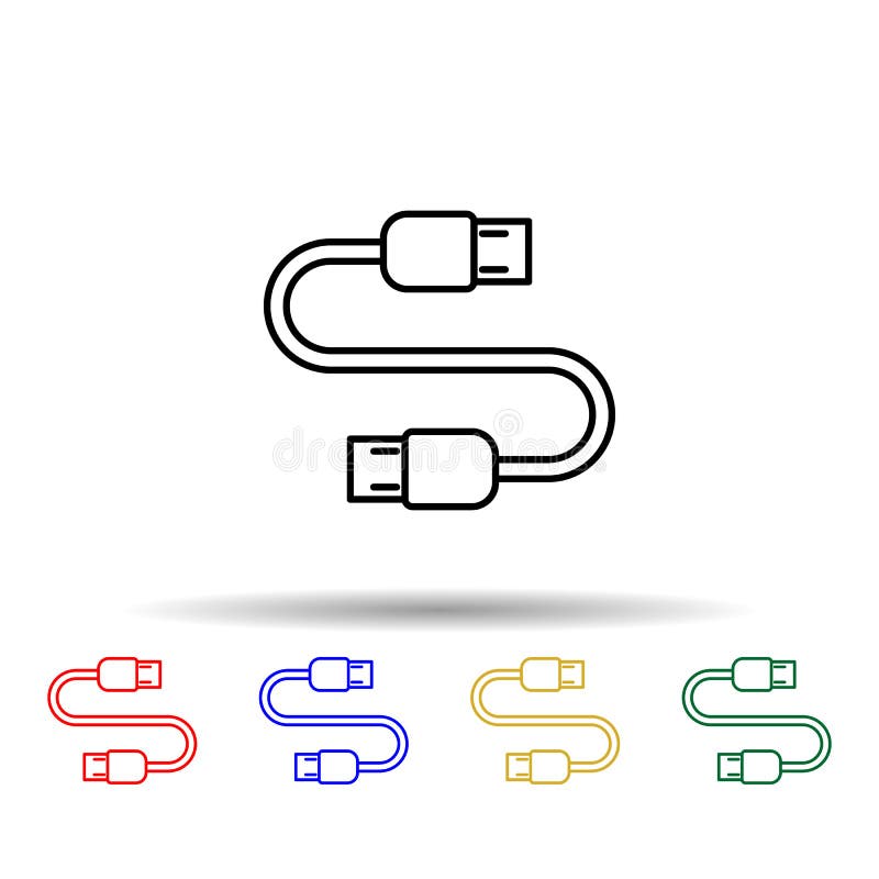 USB Cable Multi Color Style Icon. Simple Thin Line, Outline Vector of ...