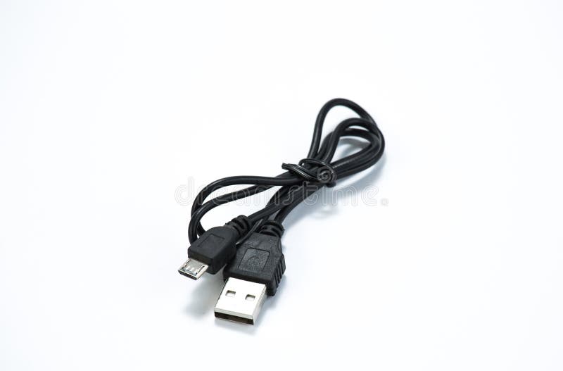 USB Cable Normal and Micro Isolated on White Stock Photo - Image of ...