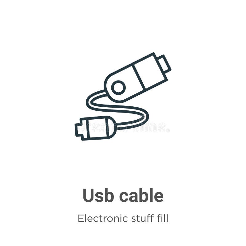 Usb Cable Outline Vector Icon. Thin Line Black Usb Cable Icon, Flat ...