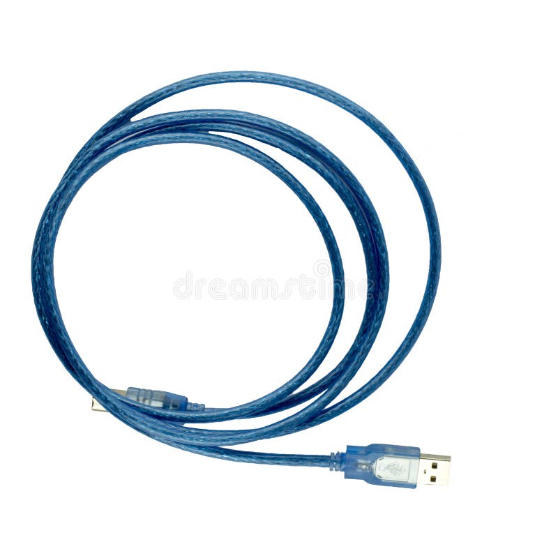 USB Cable Plug Blue Isolated on White Background Stock Image - Image of ...