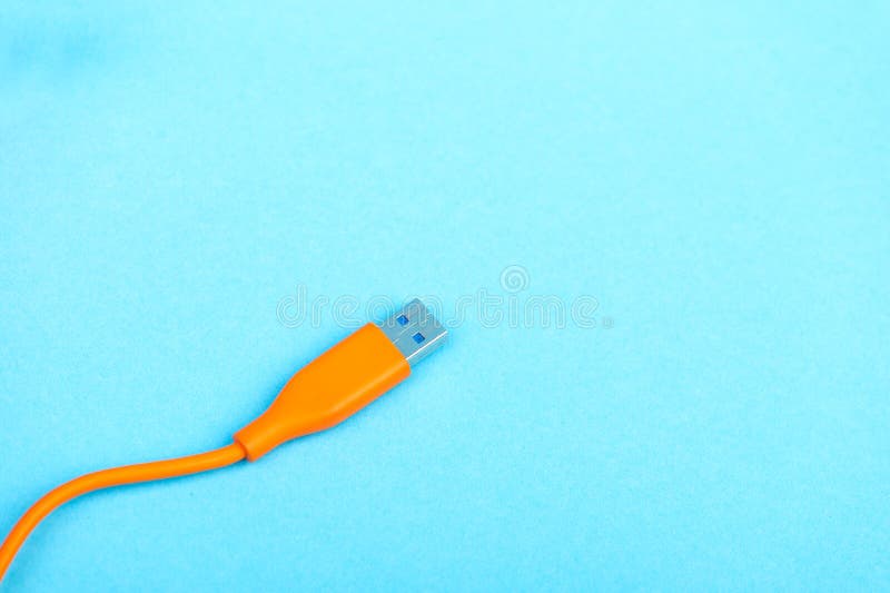 USB Cable Plug Isolated on Blue Background Stock Image - Image of cord ...