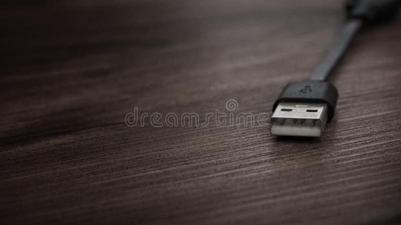 USB Cable Plug Isolated on Table Background Stock Image - Image of fire ...