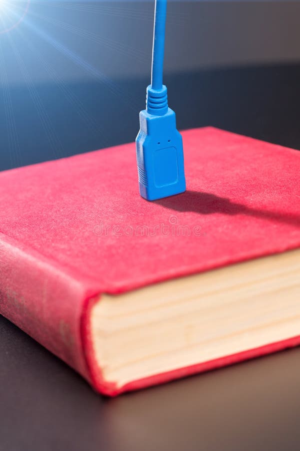 Usb Cable Plugged into a Book Stock Image - Image of information ...