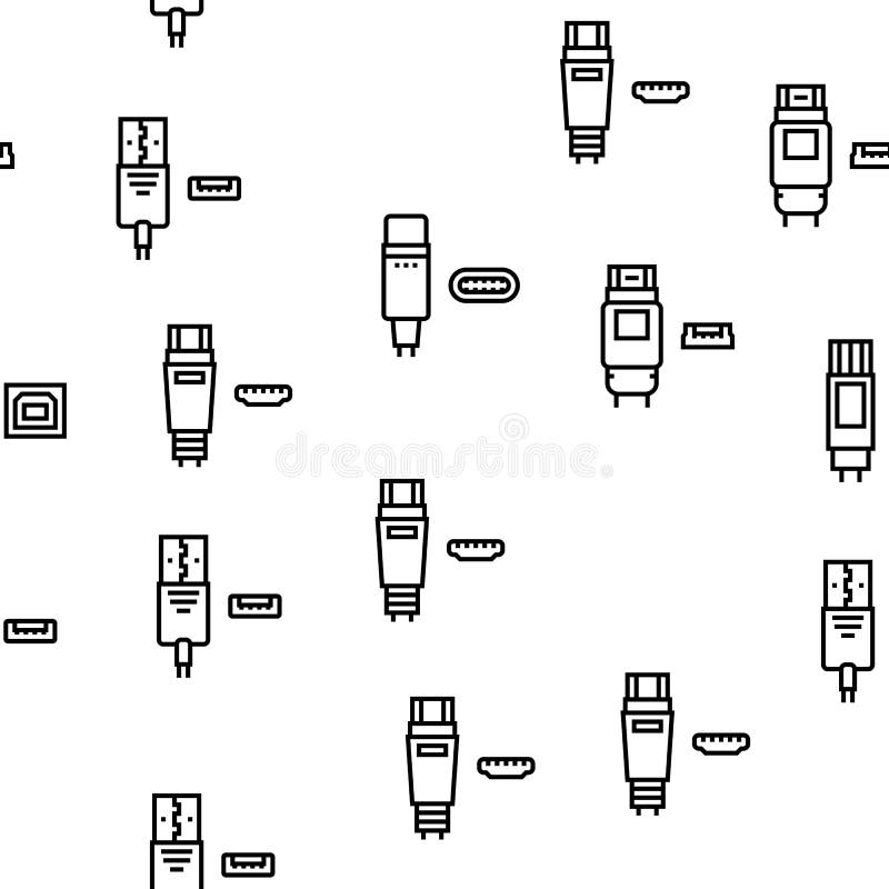 Usb Cable and Port Purchases Vector Seamless Pattern Stock Vector ...