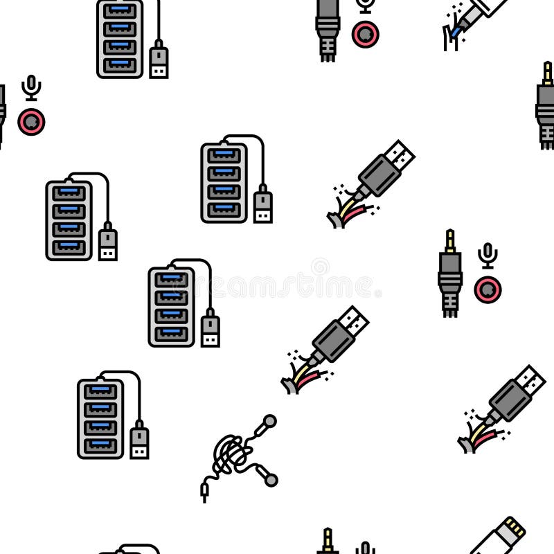 Usb Cable and Port Purchases Vector Seamless Pattern Stock Vector ...
