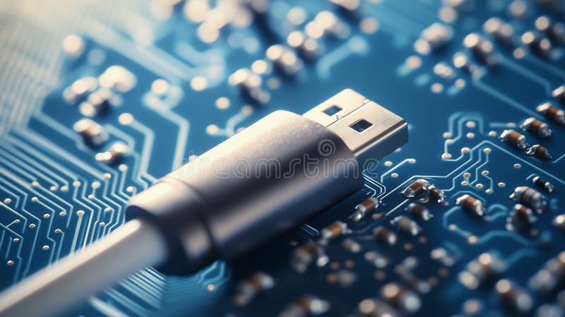 Usb Cable Resting on Blue Circuit Board Stock Image - Image of ...