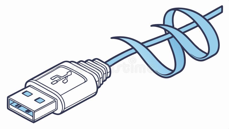 USB Cable Ribbon, Data Transfer and Digital Connectivity Tool Vector ...