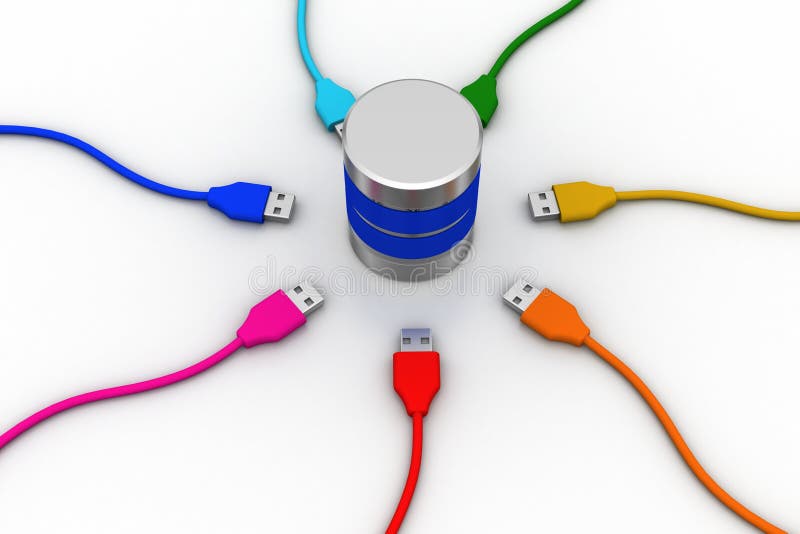 USB cable with server stock illustration. Illustration of hardware ...