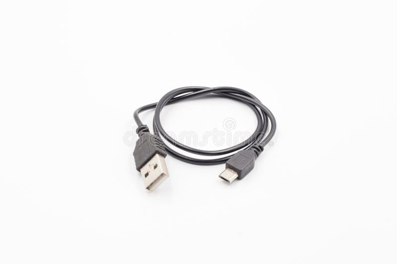 Usb Cable Smartphone White Background Black Computer Peripherals ...