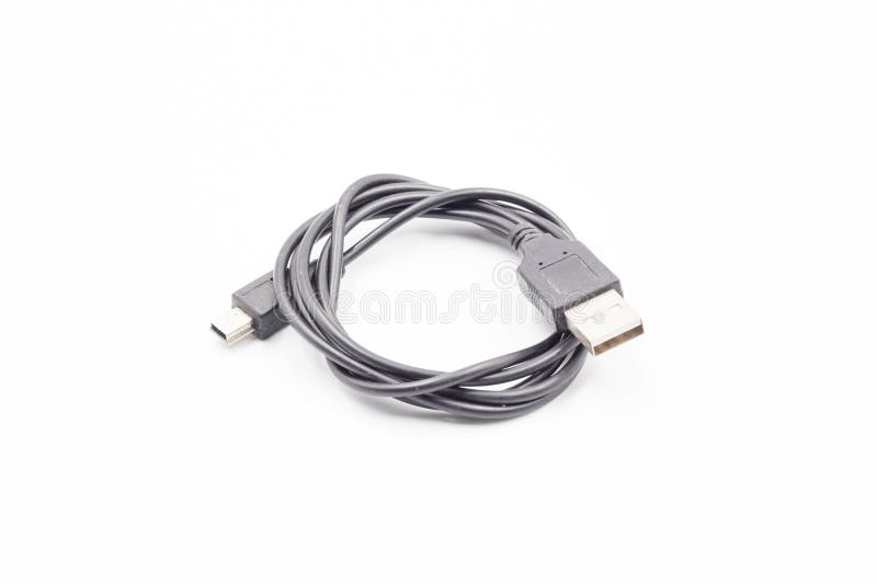 USB Cable for Smartphone on White Background, Black Usb Cable on White ...