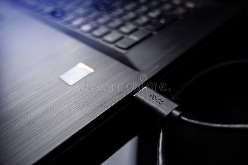 Usb Cable of SSD Disk Inserted into the Computer Stock Image - Image of ...