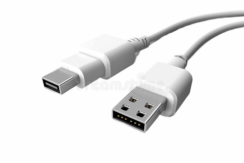 USB Cable Type-a and Type-C Plugs Isolated on Transparent Background ...