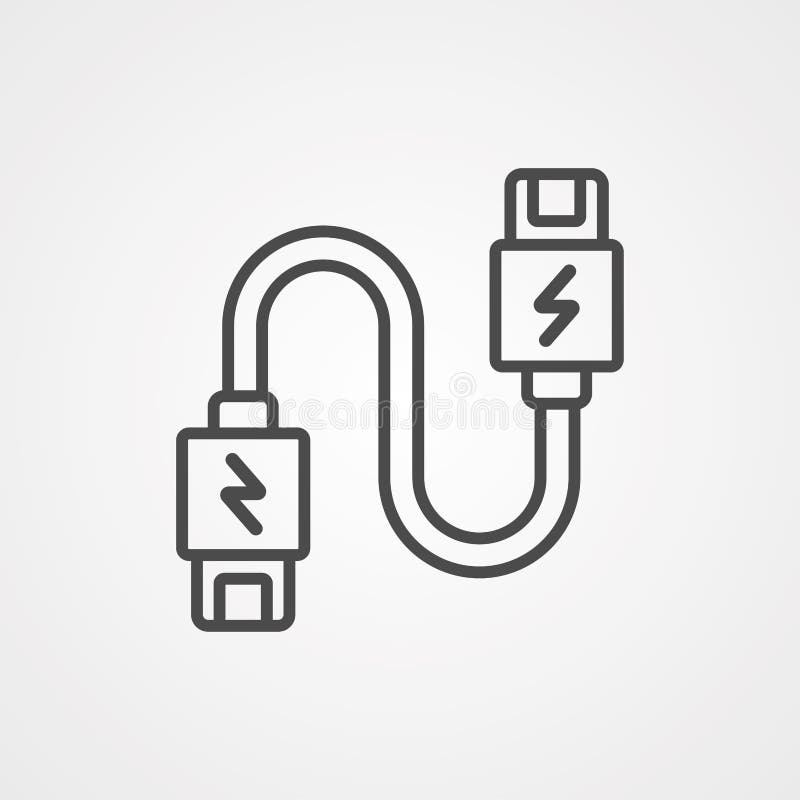 Usb Cable Vector Icon Sign Symbol Stock Illustration - Illustration of ...