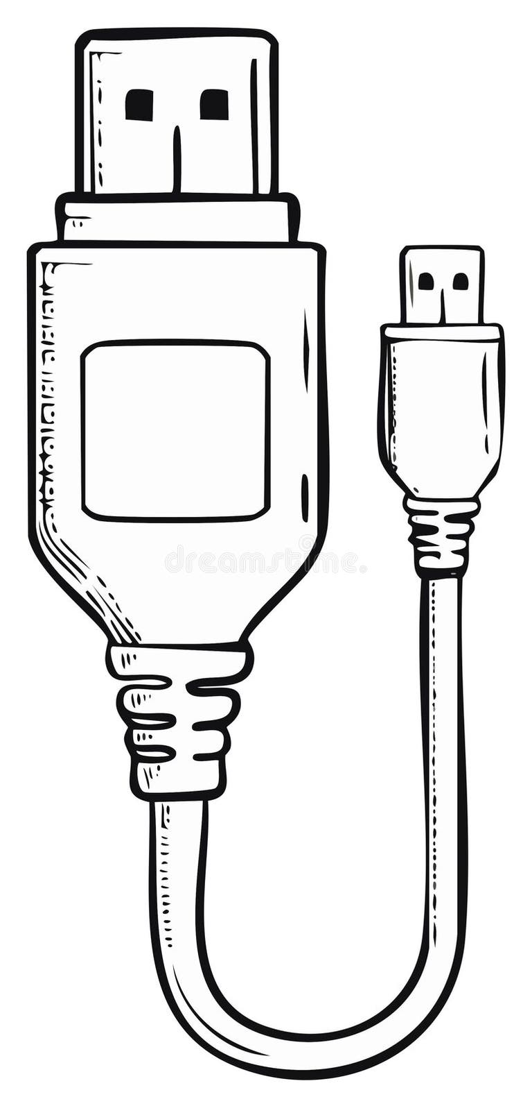 Usb Type B Cable Stock Illustrations – 292 Usb Type B Cable Stock ...