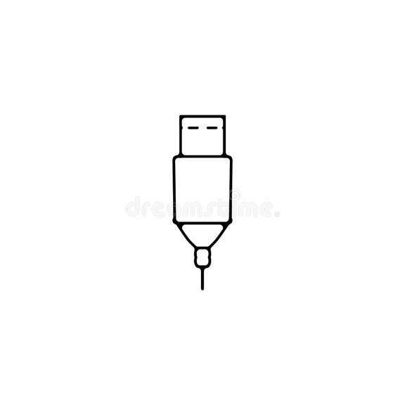 USB Cable Thin Line Icon. USB Cable Linear Outline Icon Stock Vector ...