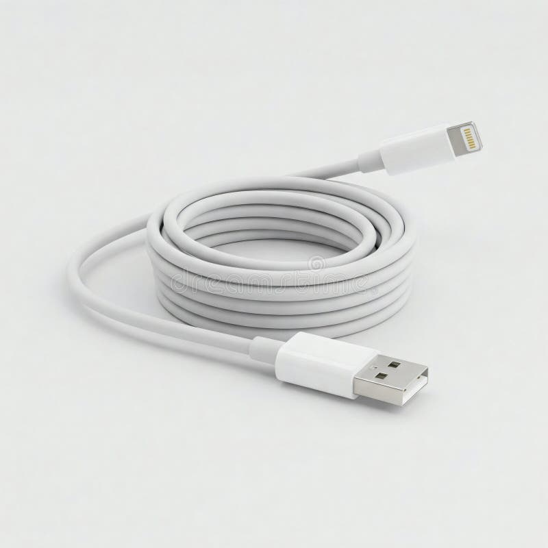 USB Cable on a White Background. 3d Rendering. High Resolution Image ...