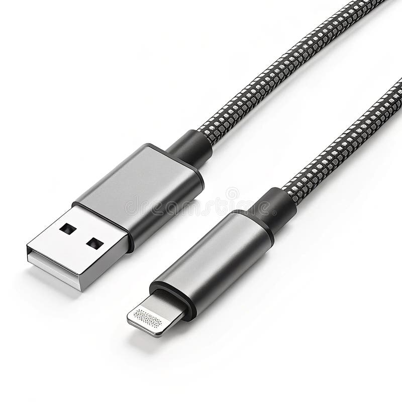 USB Cable on White Background Stock Illustration - Illustration of ...