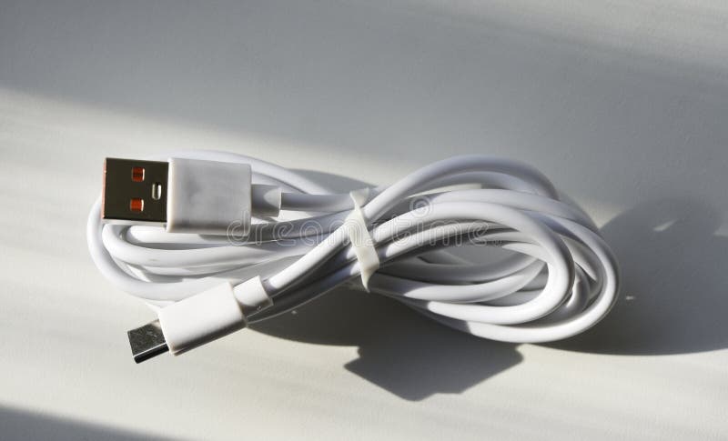 USB Cable on a White Background. a White Prod for the Phone Stock Image ...