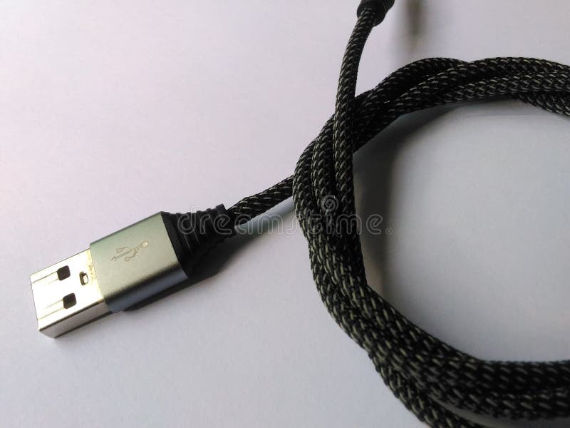 USB cable on white paper. stock image. Image of weapon - 205582481