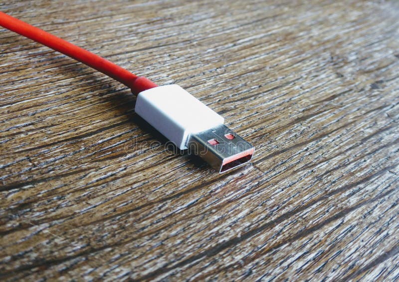 USB a Cable on Wooden Table. Stock Photo - Image of ports, wooden ...