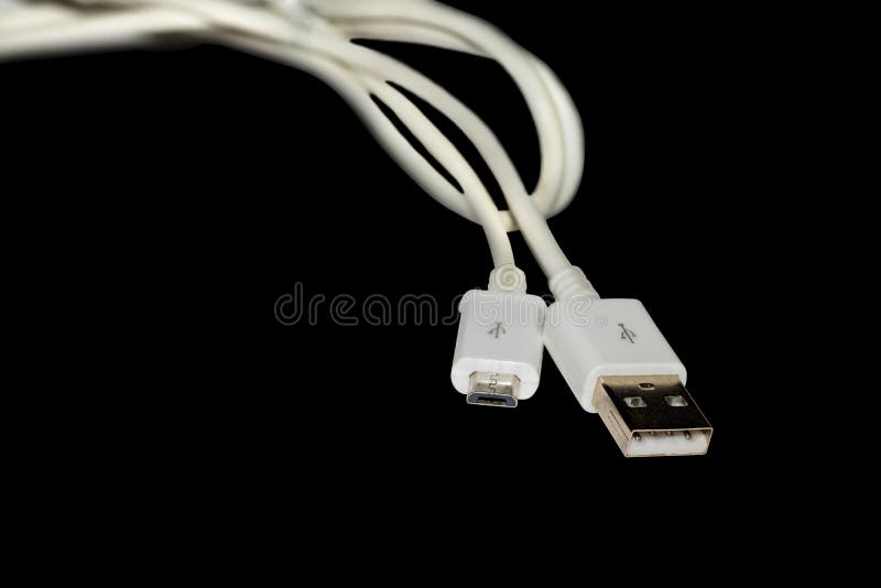 USB Cable for Your Smartphone on a Black Background Stock Image - Image ...