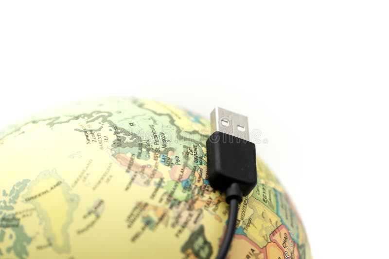 USB Cables with Globe World Map,connected To the Globe Concept. Stock ...