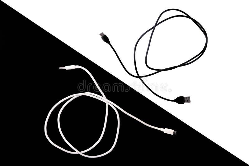 Usb Cables Type C, Micro Isolated, Black and White Stock Photo - Image ...