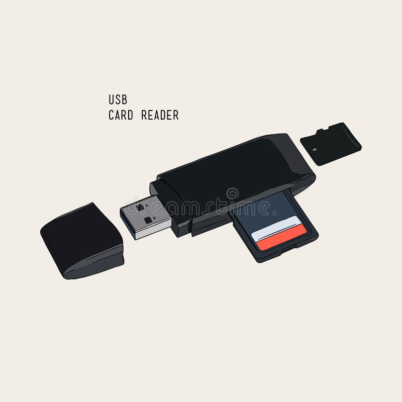 USB Card Reader , , Hand Draw Sketch Vector. Stock Vector ...