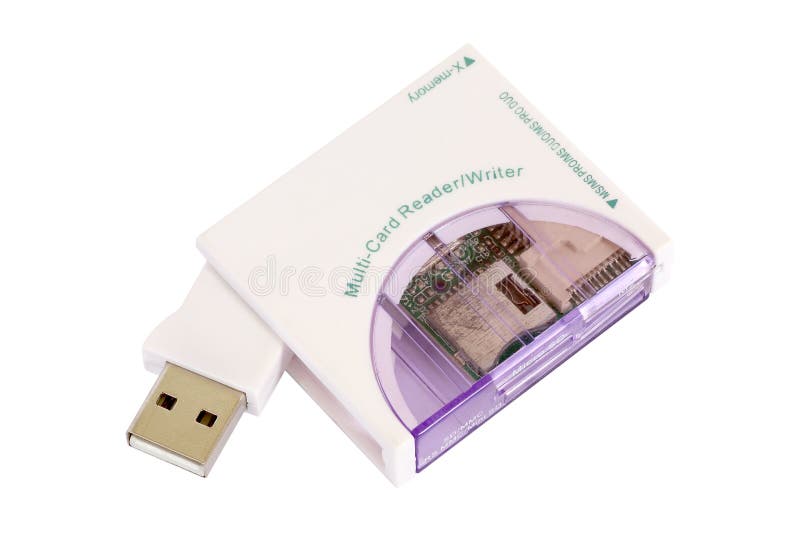 USB Card Reader Isolated on White Stock Image - Image of isolated ...