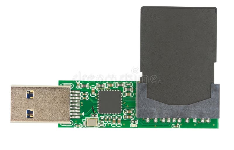 USB Card Reader Isolated on White Stock Image - Image of chip, detail ...