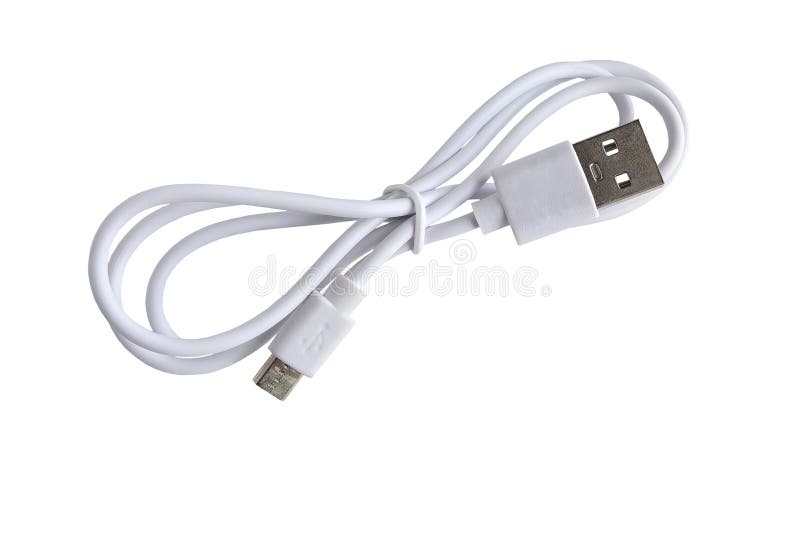 USB Charge Cable Isolated on White with Clipping Path. Stock Photo ...