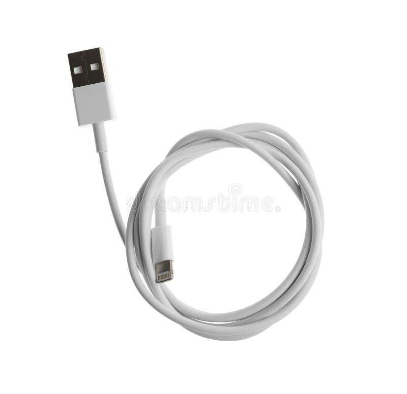 USB Charge Cable Isolated, Top View. Modern Technology Stock Image ...