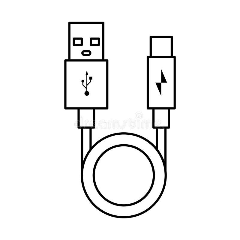 USB Charger Cable Outline Vector Illustration Stock Illustration ...