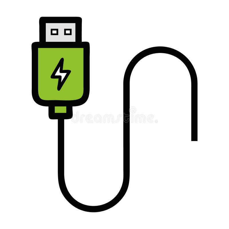 USB Charging Cable Green Energy Power Stock Vector - Illustration of ...