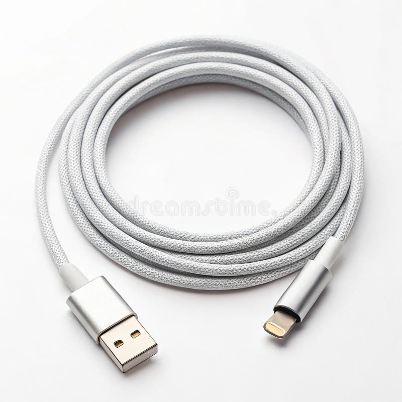 USB Charging Cable on White Background Stock Illustration ...