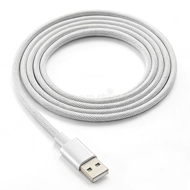 USB Charging Cable on White Background Stock Illustration ...