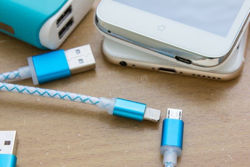 USB Charging Cables for Smartphone and Tablet Stock Image - Image of ...