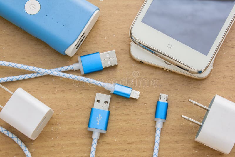 USB Charging Cables for Smartphone and Tablet Stock Photo - Image of ...