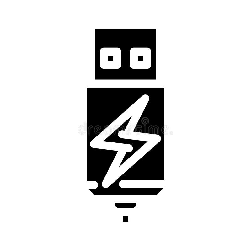 Usb Charging Label Product Caution Glyph Icon Vector Illustration Stock ...