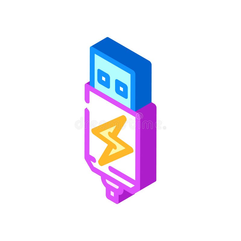 Usb Charging Label Product Caution Isometric Icon Vector Illustration ...