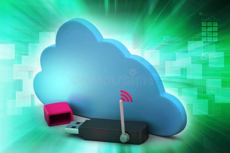 Usb and Cloud with Internet Connection Stock Illustration ...