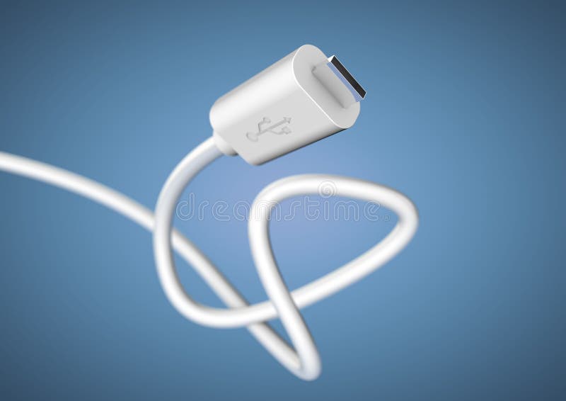 USB Computer Plug Data Cable at Camera with Large Depth of Field Stock ...