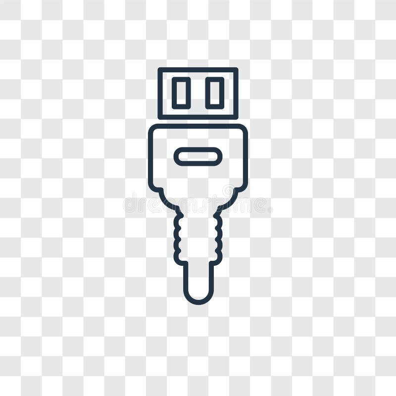 Usb Concept Vector Linear Icon Isolated on Transparent Background, Usb ...