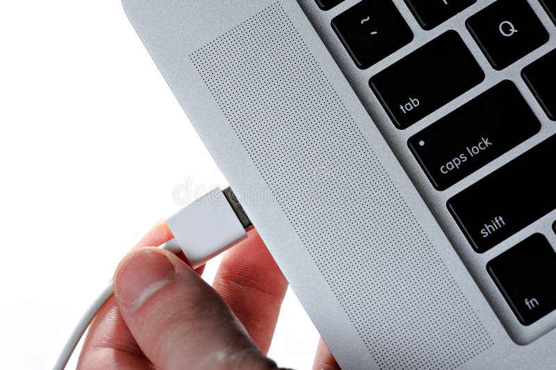 Hand Inserting Usb Memory Stick To Laptop Computer Stock Photo - Image ...